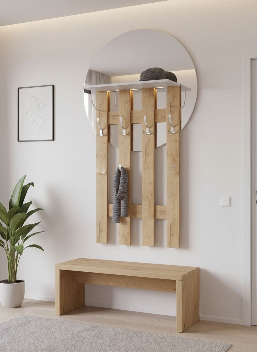 Вешалка Арника Ямайка ЯПВ-1, современный стиль, 4 крючка, дуб крафт, бежевый