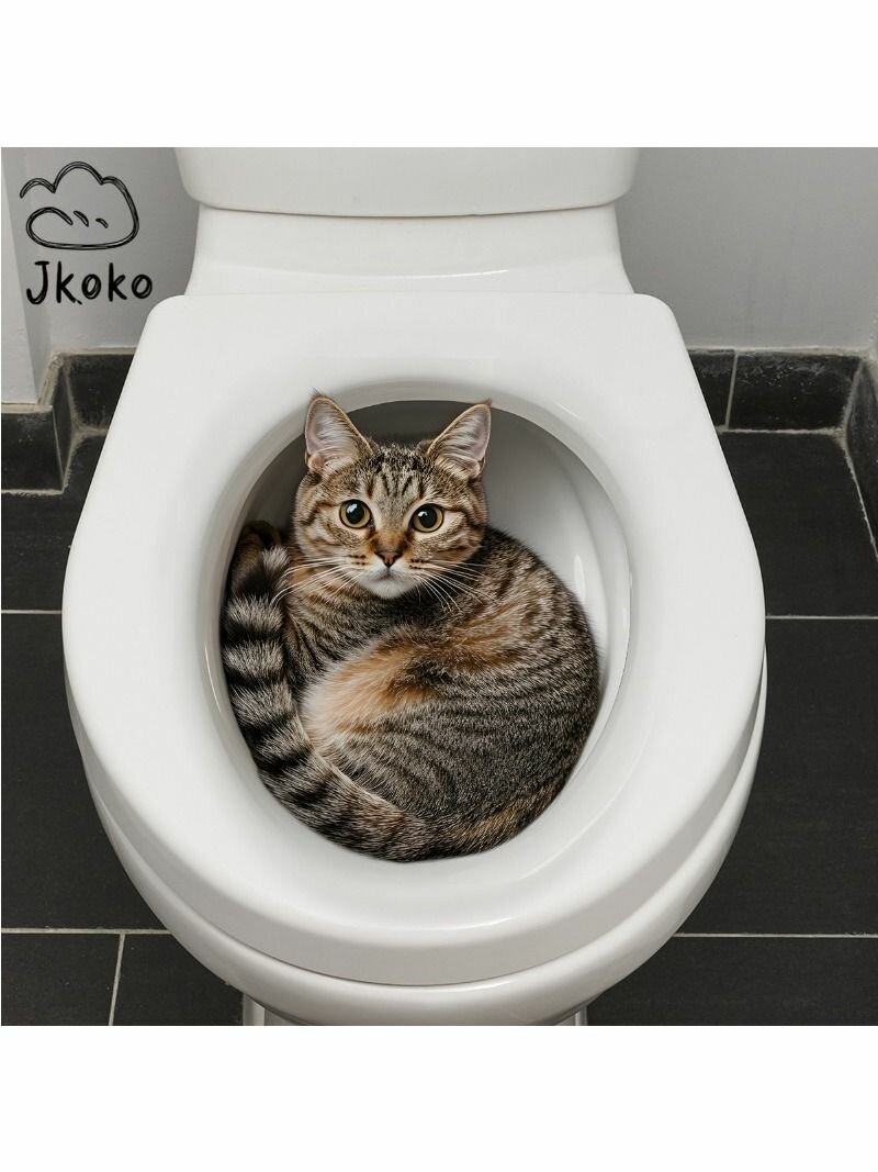 Наклейка для унитаза, кот, 30x30 см, смешная ванная комната, креативный декор, 1 шт