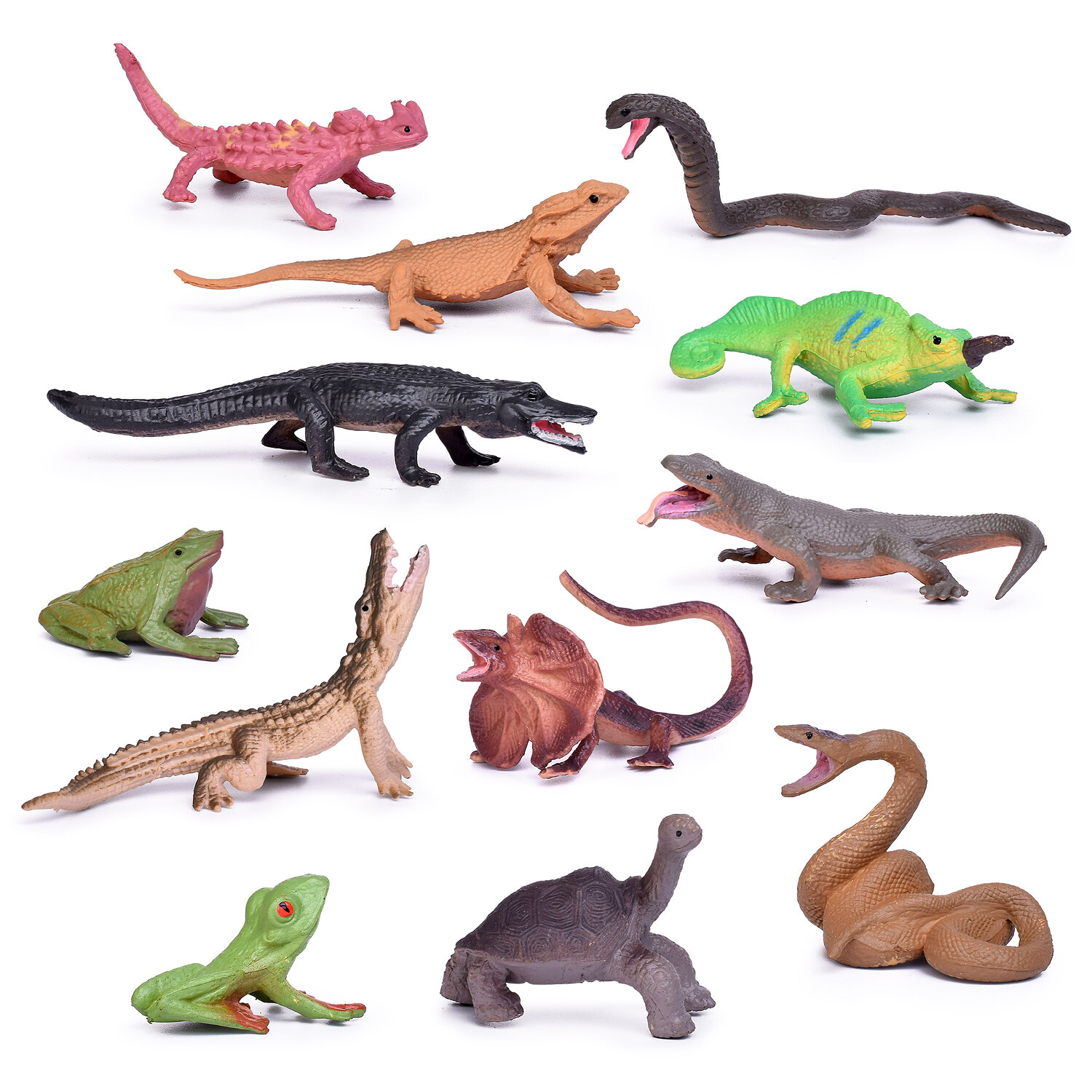 Набор животных 2208-1 "Рептилии", 12 фигурок, 4х2х3.5 см, ПВХ.