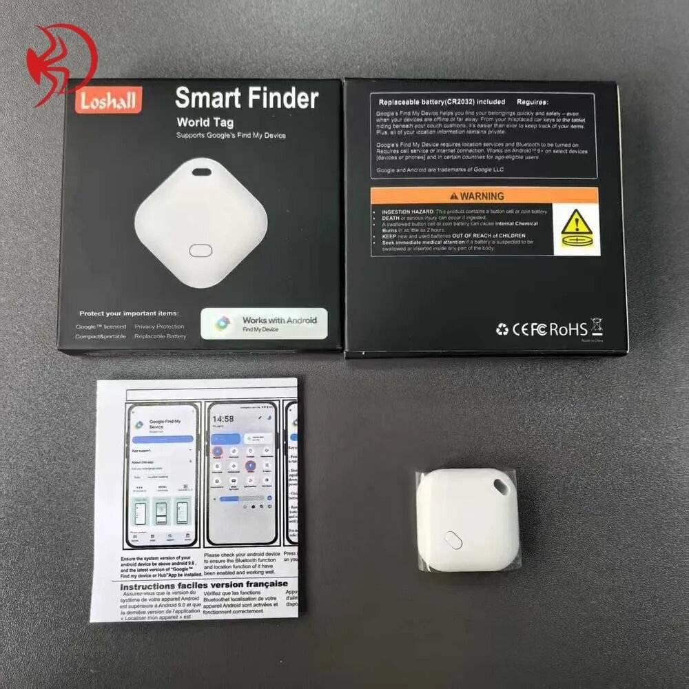 Airtag умная GPS брелок (белый), совместимая с Google-сертифицированными Android глобальными GPS-трекерами, универсальное устройство для отслеживания и предотвращения потери