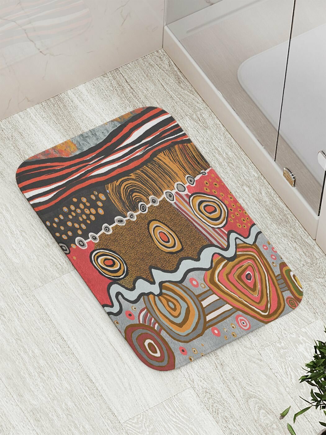 Коврик для ванной комнаты, туалета "Африканская абстракция" противоскользящий, 52х77 см, JoyArty