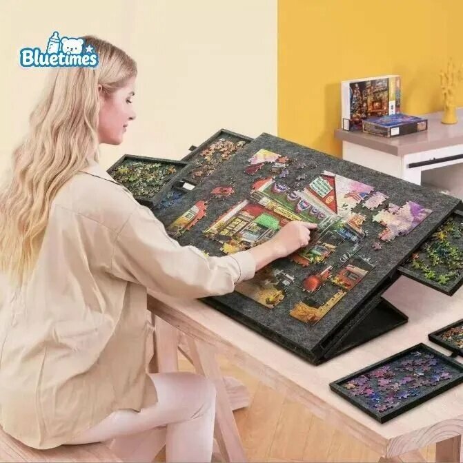 Коврик-стол для пазлов с ящиками, Стол коврик для сборки пазлов
