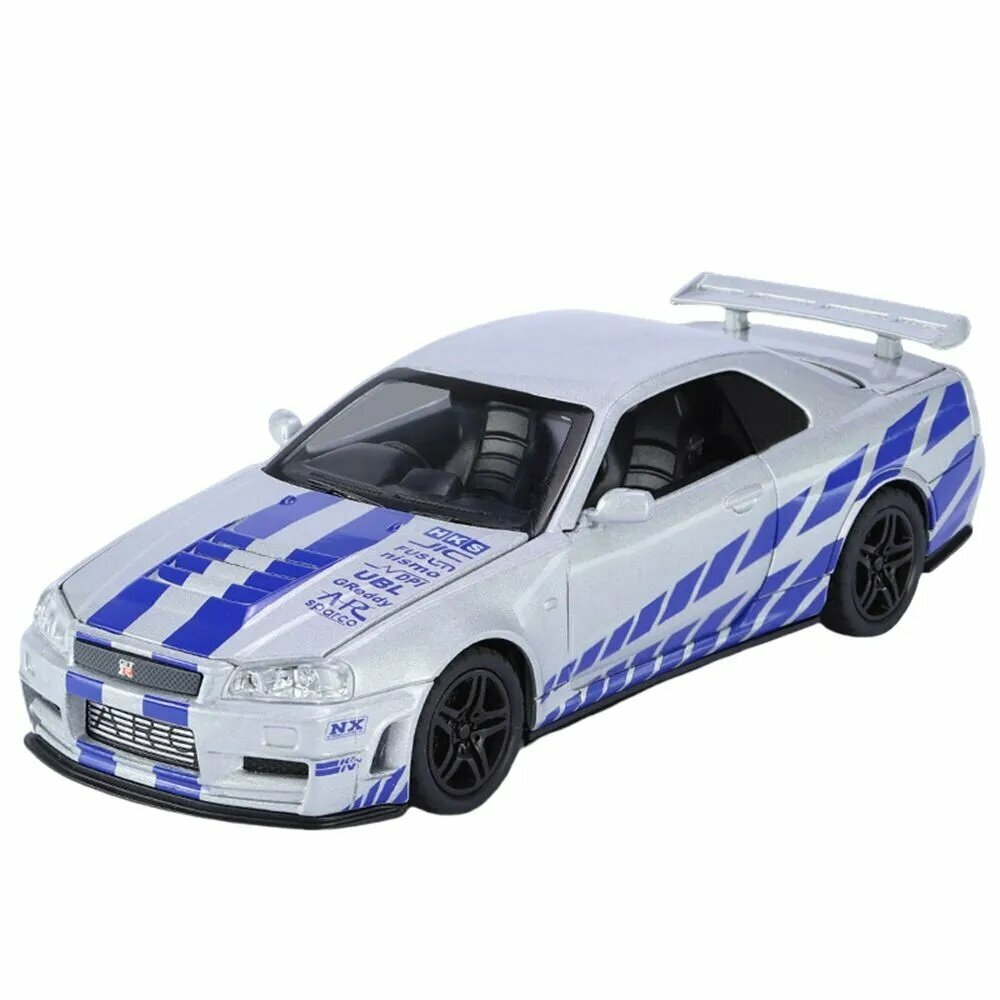 1:32 Ниссан GTR Скайлайн R34 R35 Металлическая модель автомобиля, игрушечная машина