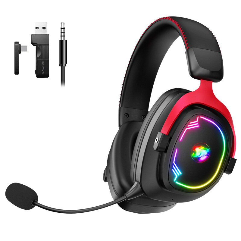 Беспроводная трехрежимная гарнитура для игр, компьютерная гарнитура для киберспорта со съемным микрофоном, гарнитура