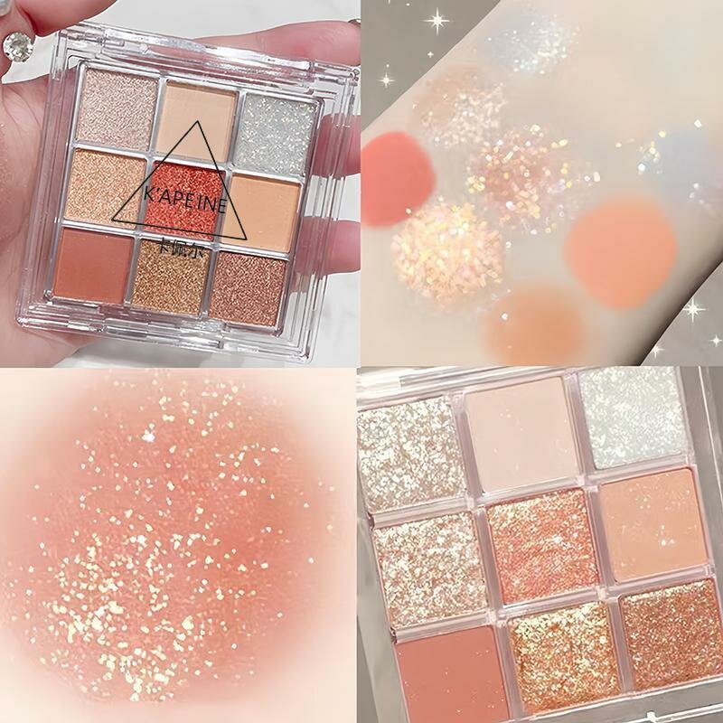 Прозрачная палитра теней для век из 9 сеток с блестящим кристаллом