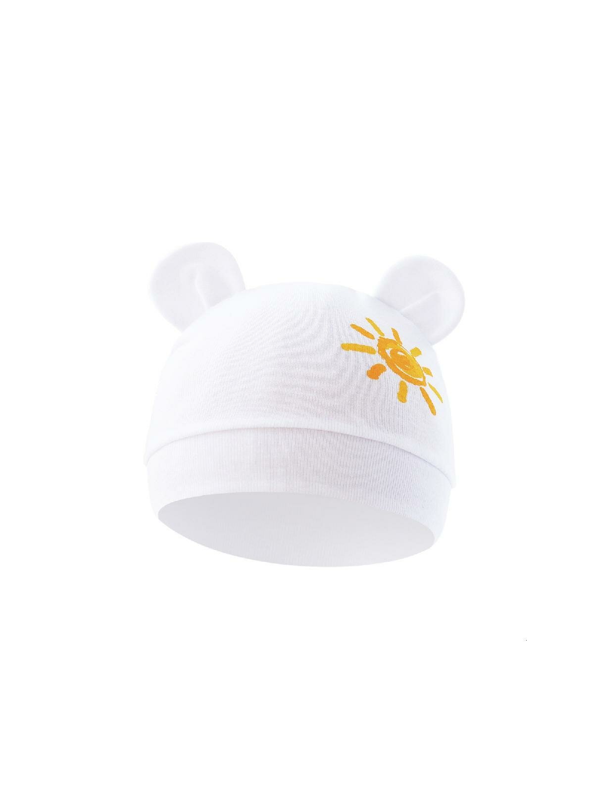 Детская шапочка-бини для новорожденных, Белое солнце