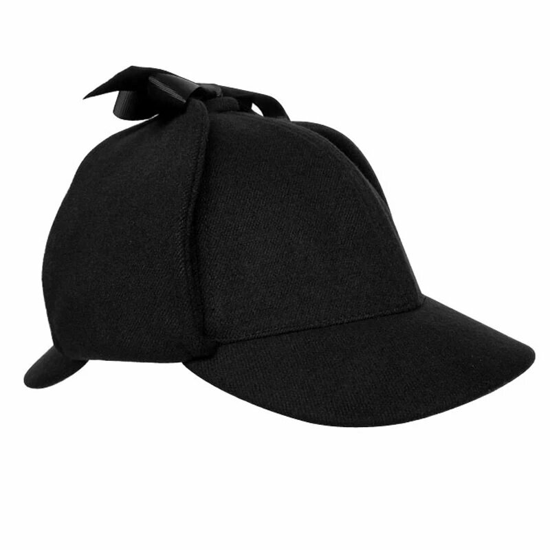 Кепка Шерлока Холмса из шерсти 58-60cm, Черный, Black