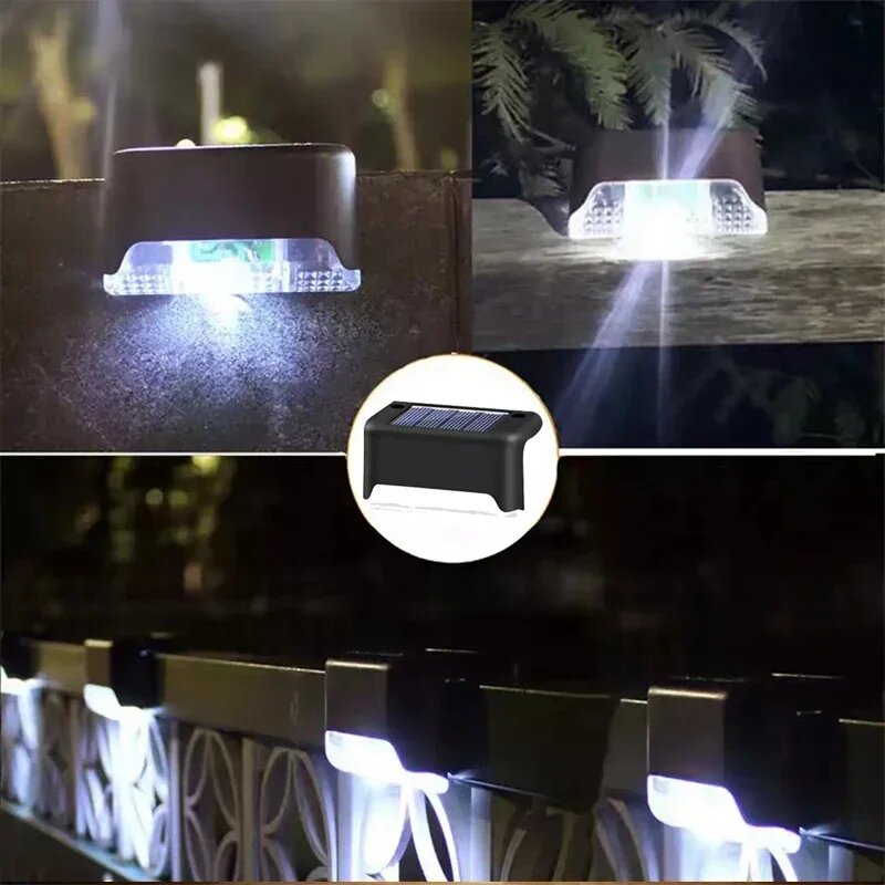 Солнечные светильники для ступеней Black Shell-White, 12PCs