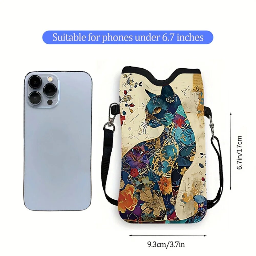 Модная водонепроницаемая сумка для мобильного телефона с регулируемым ремешком, Multi Colored Cat