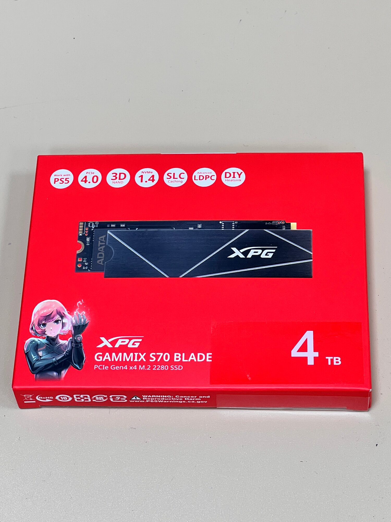 Твердотельный накопитель SSD M.2 ADATA 4.0Tb XPG GAMMIX S70 Blade (PCI-E 4.0 x4,7400/6600Mbs, 3D NAND, NVMe) + радиатор