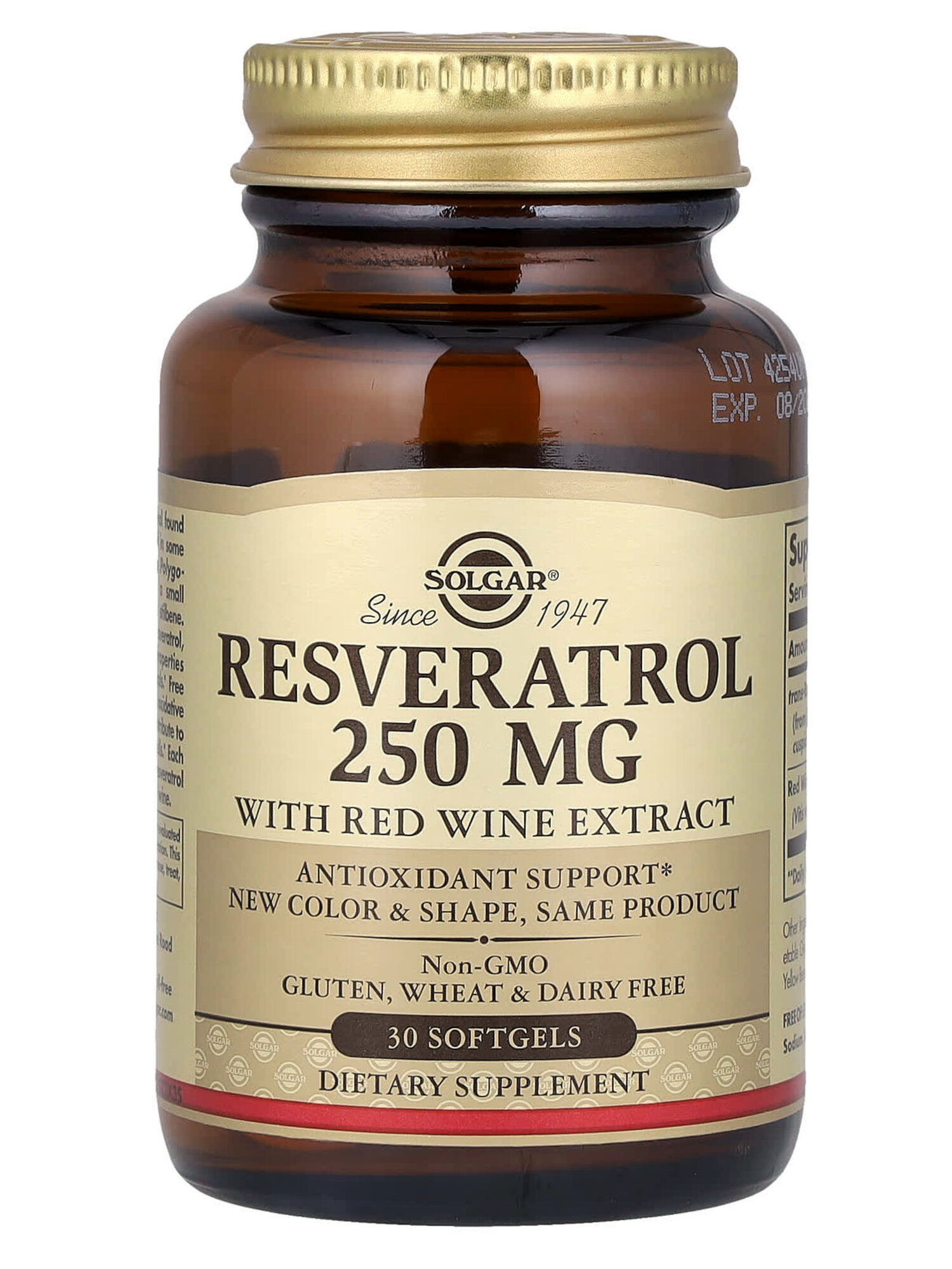 Solgar Resveratrol, Ресвератрол 250 мг 30 гелевых капсул
