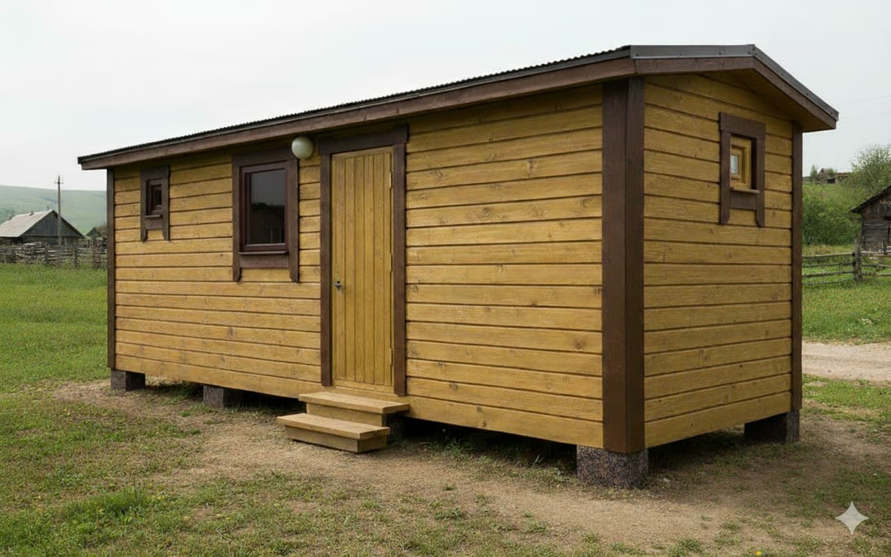 Готовая мобильная баня под ключ 6,0х2,3 м с туалетом и душевой Эленвуд с доставкой и установкой