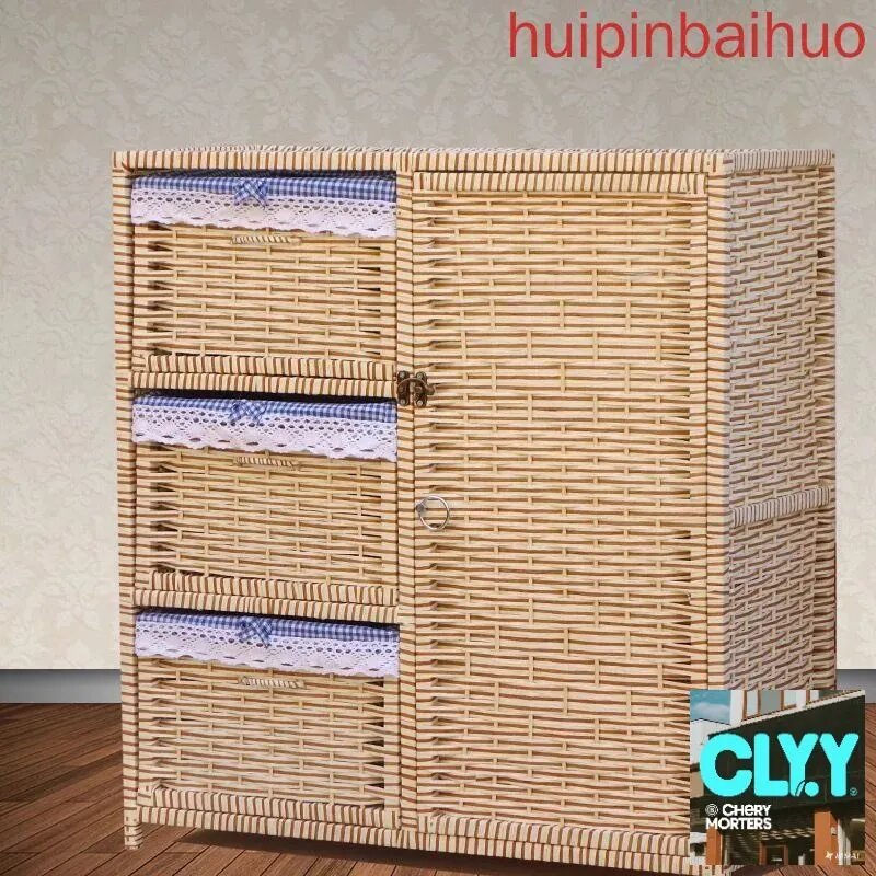 Комод TENGBIAN с 3 ящиками 70х30x75 см из ротанга для дома в китайском стиле