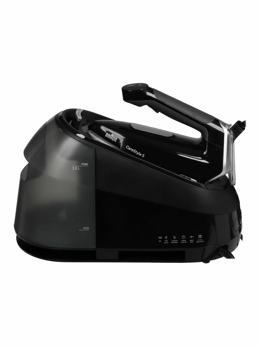 Утюг с парогенератором Braun CareStyle 5 IS5249BK, паровой удар 510 г/мин, подача пара 150 г/мин, подошва FreeGlide 3D, резервуар 2 л — фото 1