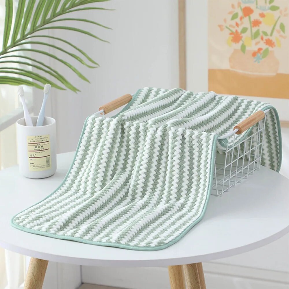 Полотенце банное, Искусственная байка, 34x75 см, зеленый, 1 шт.