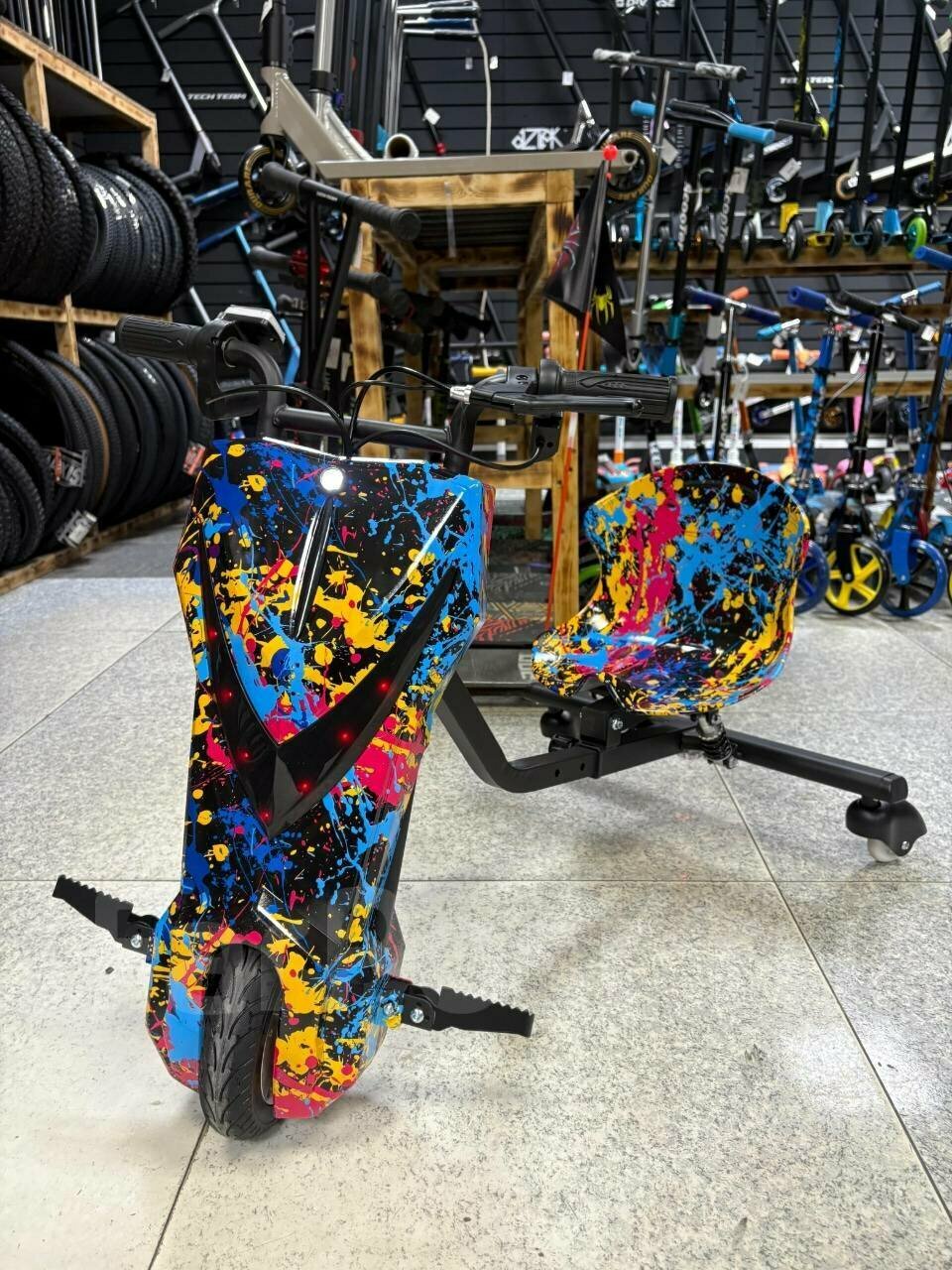 Детский электроскутер Drift Car, с сиденьем, максимальная скорость 25 км/ч, нагрузка 100 кг