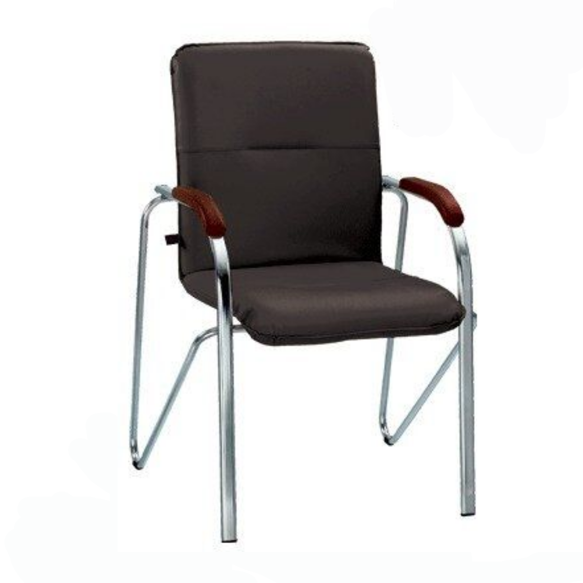 Кресло офисное Nowy Styl Samba 530570, черный, кожзам, деревянные накладки, хромированный каркас