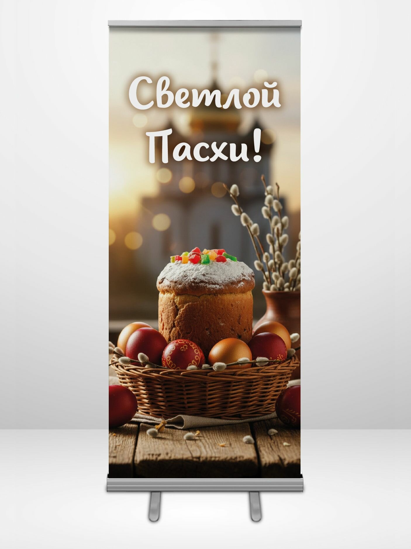 РоллАп 85х200см. к празднику Пасхи