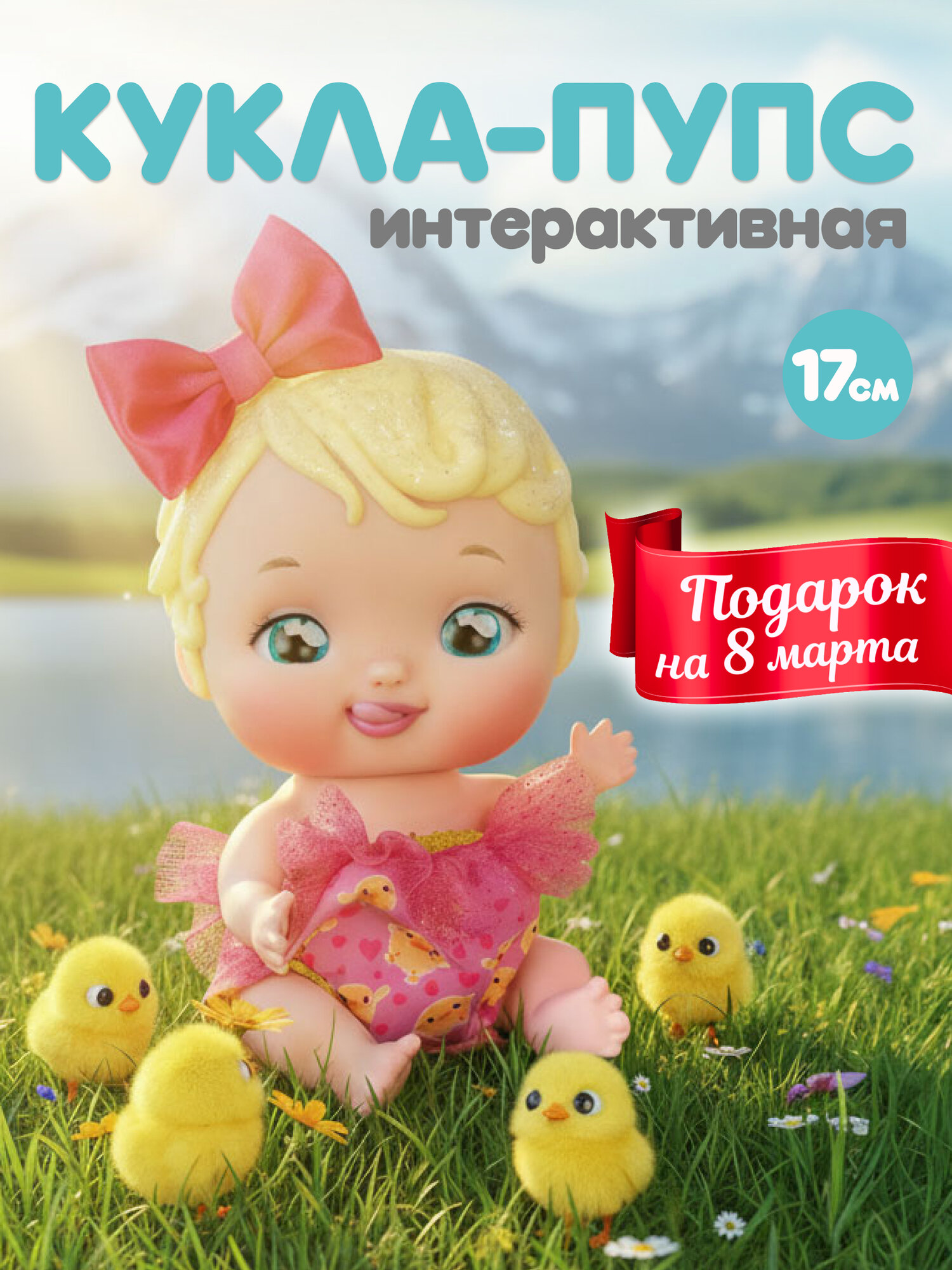 Кукла пупс Wandi-Doo Блондиночка интерактивная 17 см c аксессуарами, WAD03000