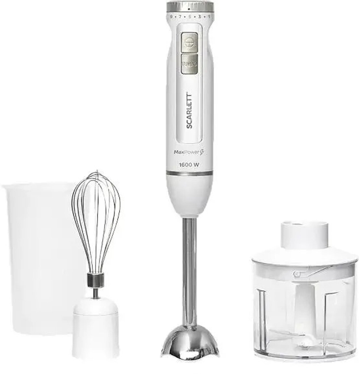 Блендер Scarlett SC-HB42F29, 9 скоростей, плавная регулировка, корпус из пластика, 1600Вт