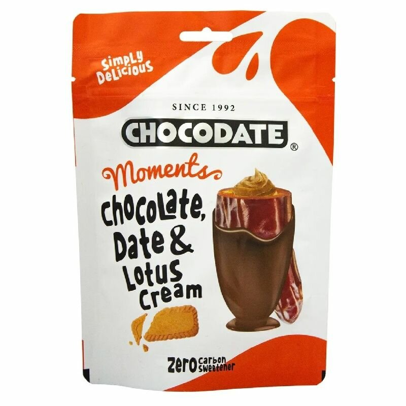 Конфеты CHOCODATE MOMENTS Финики с кремом из печенья в молочном шоколаде /дой-пак/ 90г