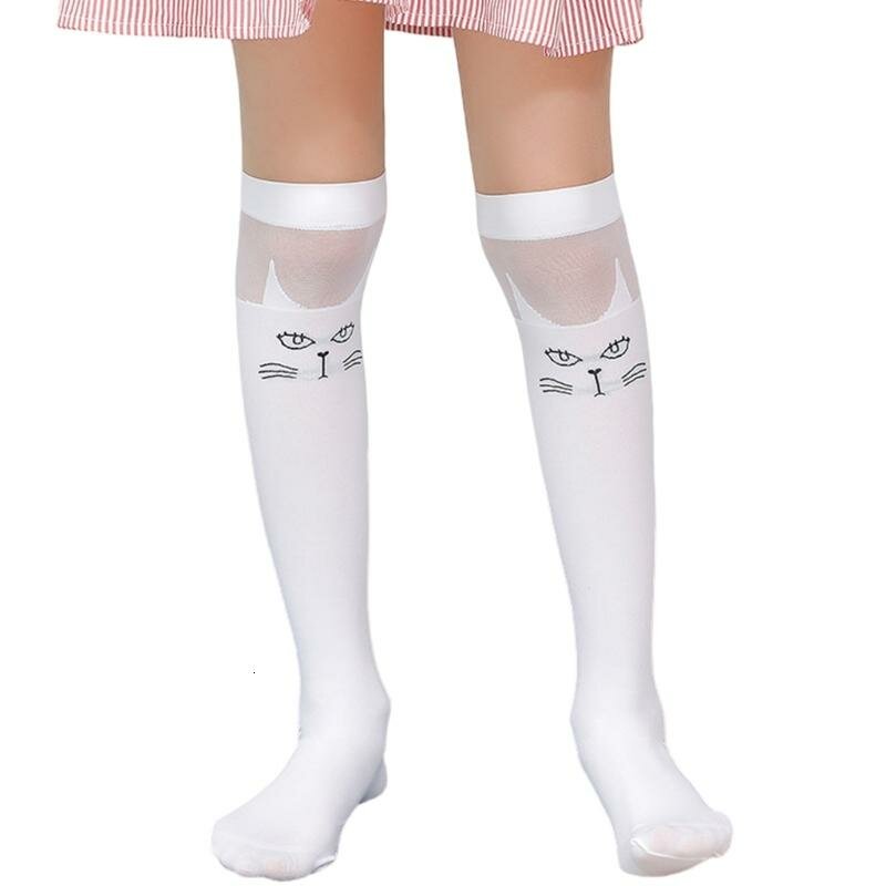 Велюровые чулки до колена для девочек, Кошка с большой мордой