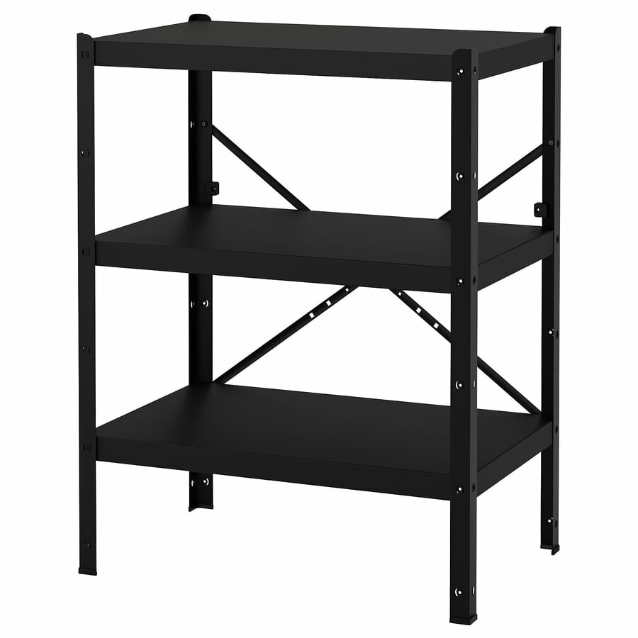 Стеллаж из стали 3 полки IKEA BROR цвет черный 85x55x110 см 392.726.55