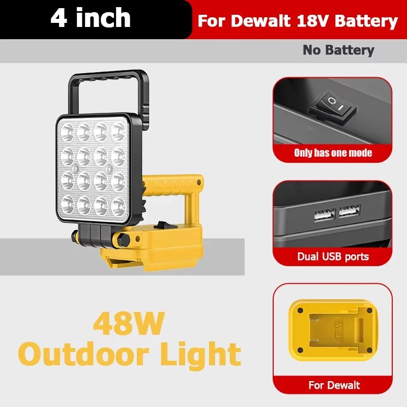 Портативный светодиодный фонарь Dewalt 18В Желтый, For Dewalt 4inch