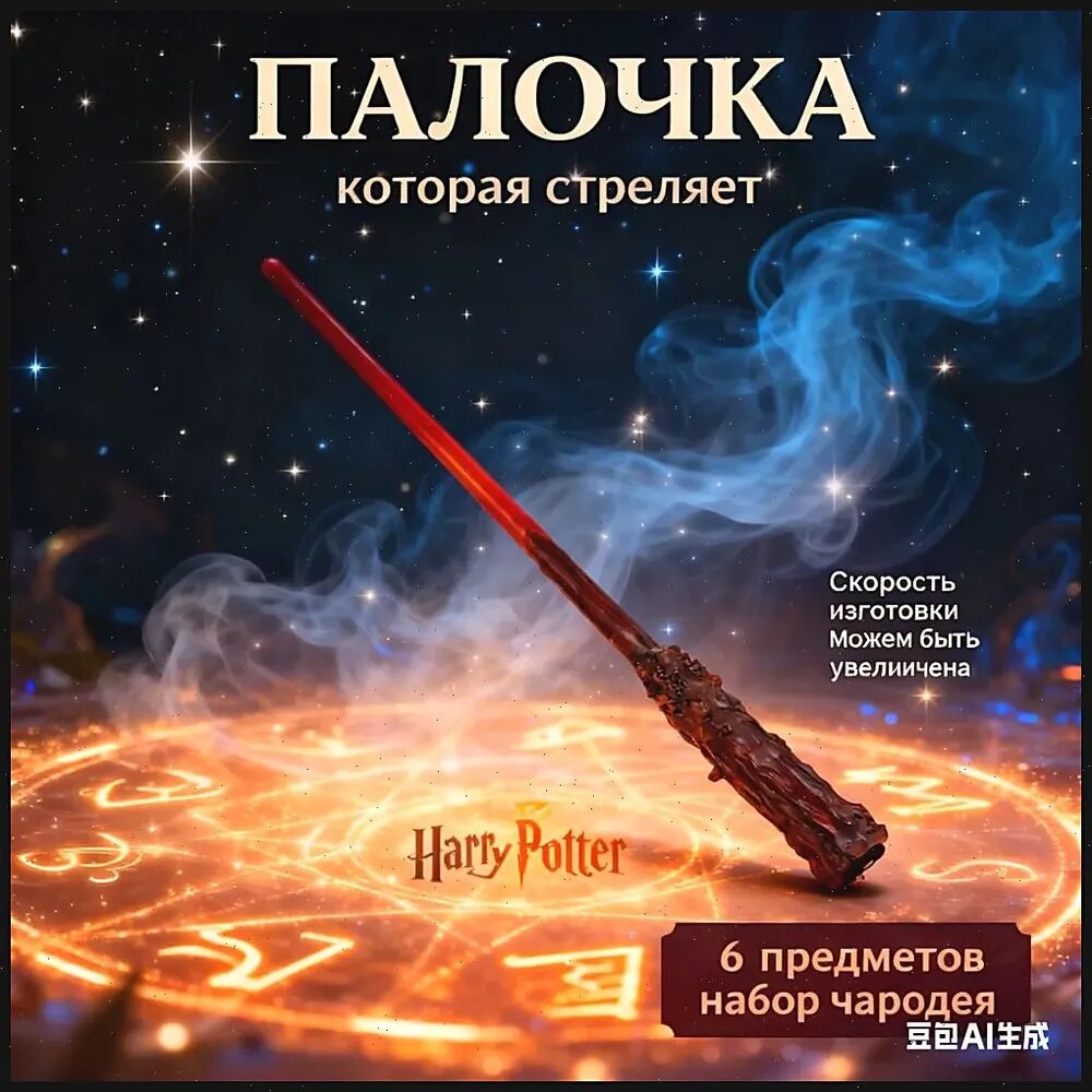 Волшебная палочка Гарри Поттера с билетом на платформу 9 и 3/4, 38 см