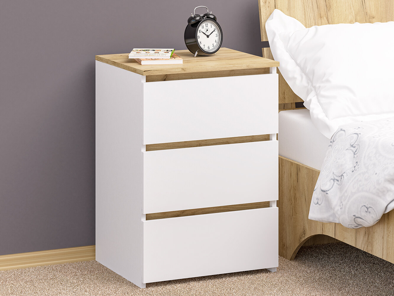 Тумба Пирамида Комфорта ТП-6, 3 выдвижных ящика Белый/Крафт Золотой