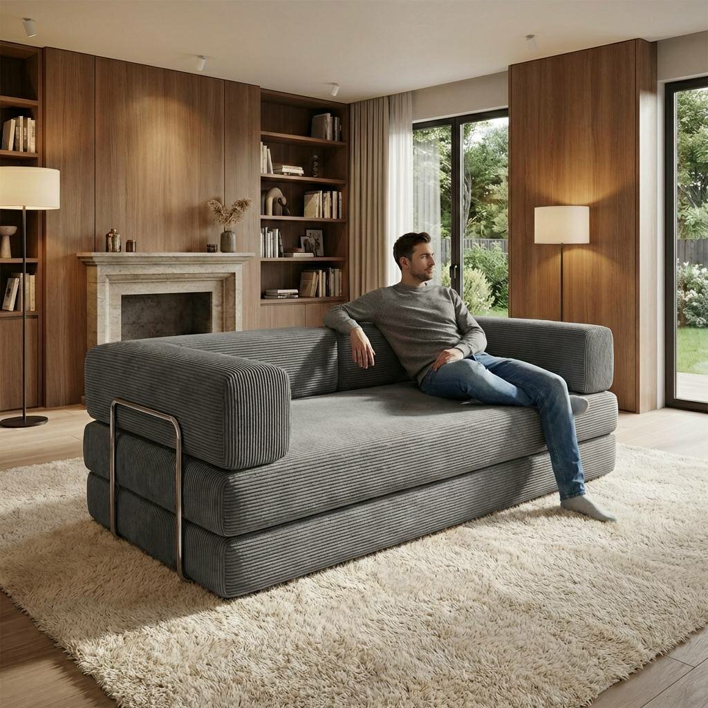 Бескаркасный диван Teddy Светло-серый 200х100