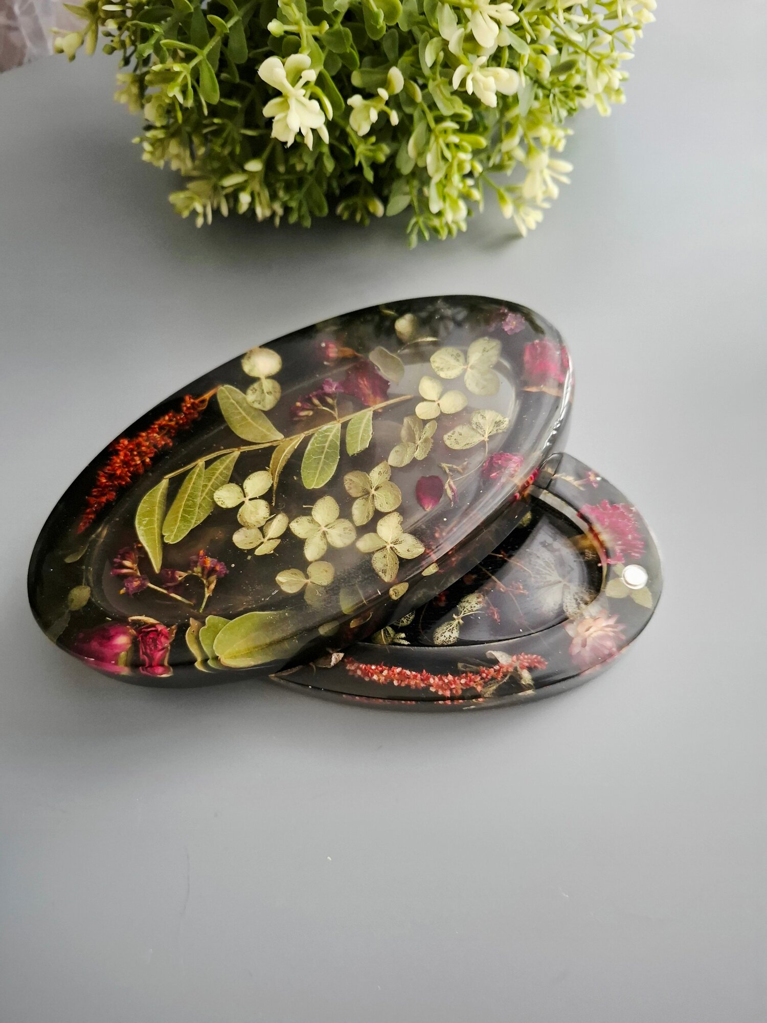 Шкатулка для украшений, декор интерьера с настоящими цветами