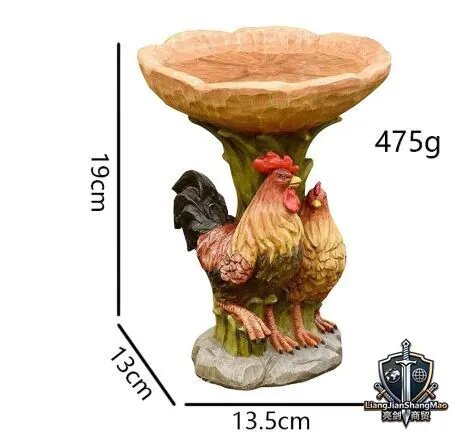 Садовая фигурка для птиц в виде петуха и курицы с кормушкой, садовая скульптура из смолы, украшение для сада — фото 1