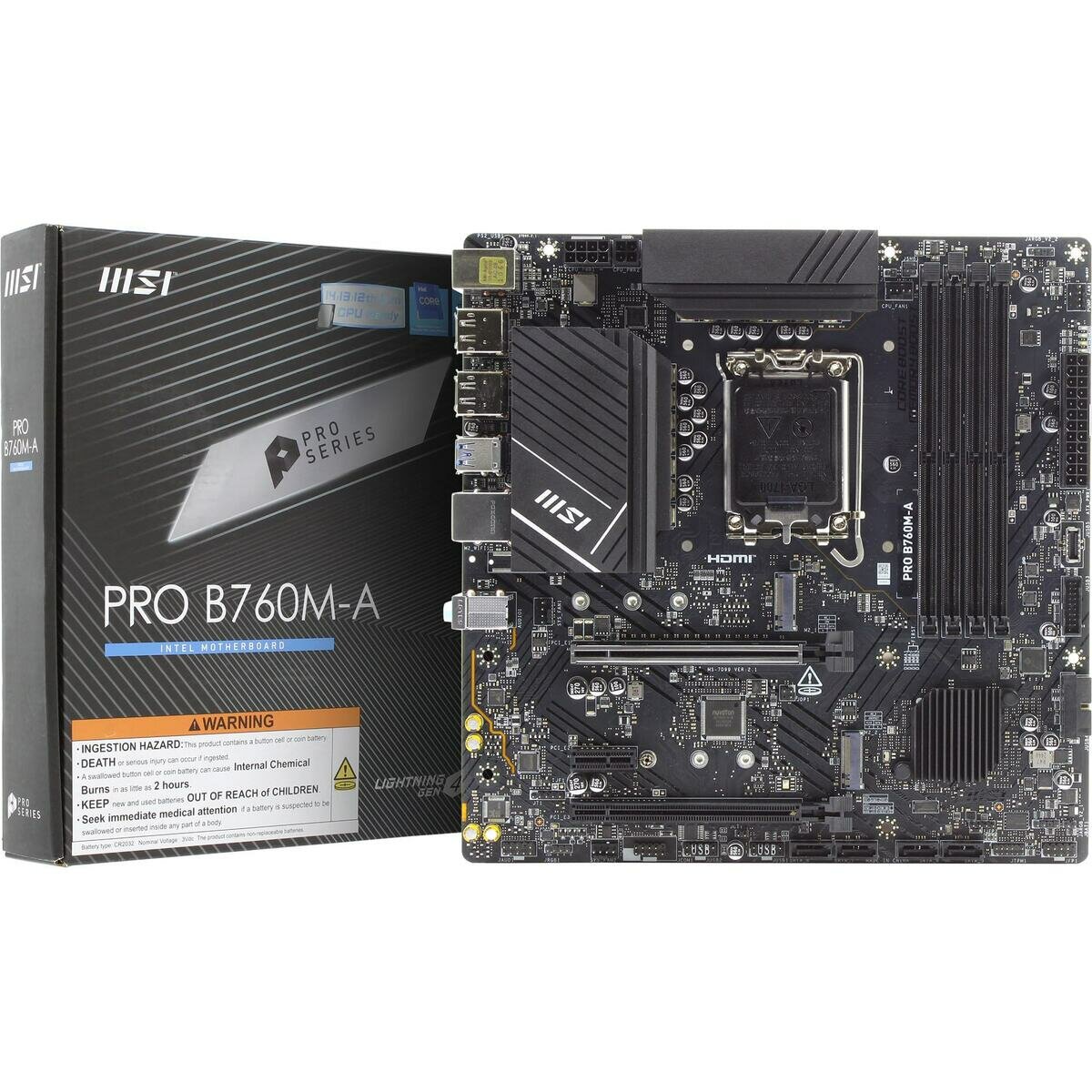 MSI PRO B760M-A (RTL) LGA1700 2xPCI-E 2xHDMI+2xDP 2.5GbLAN SATA MicroATX 4DDR5