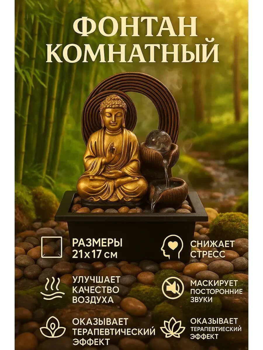 Фонтан комнатный Будда в гроте 21х17,5х26 см
