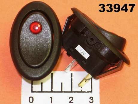 Выключатель 250/10 250V 10A R13-257L2 LED красный 3 контакта (подсветка 12V)