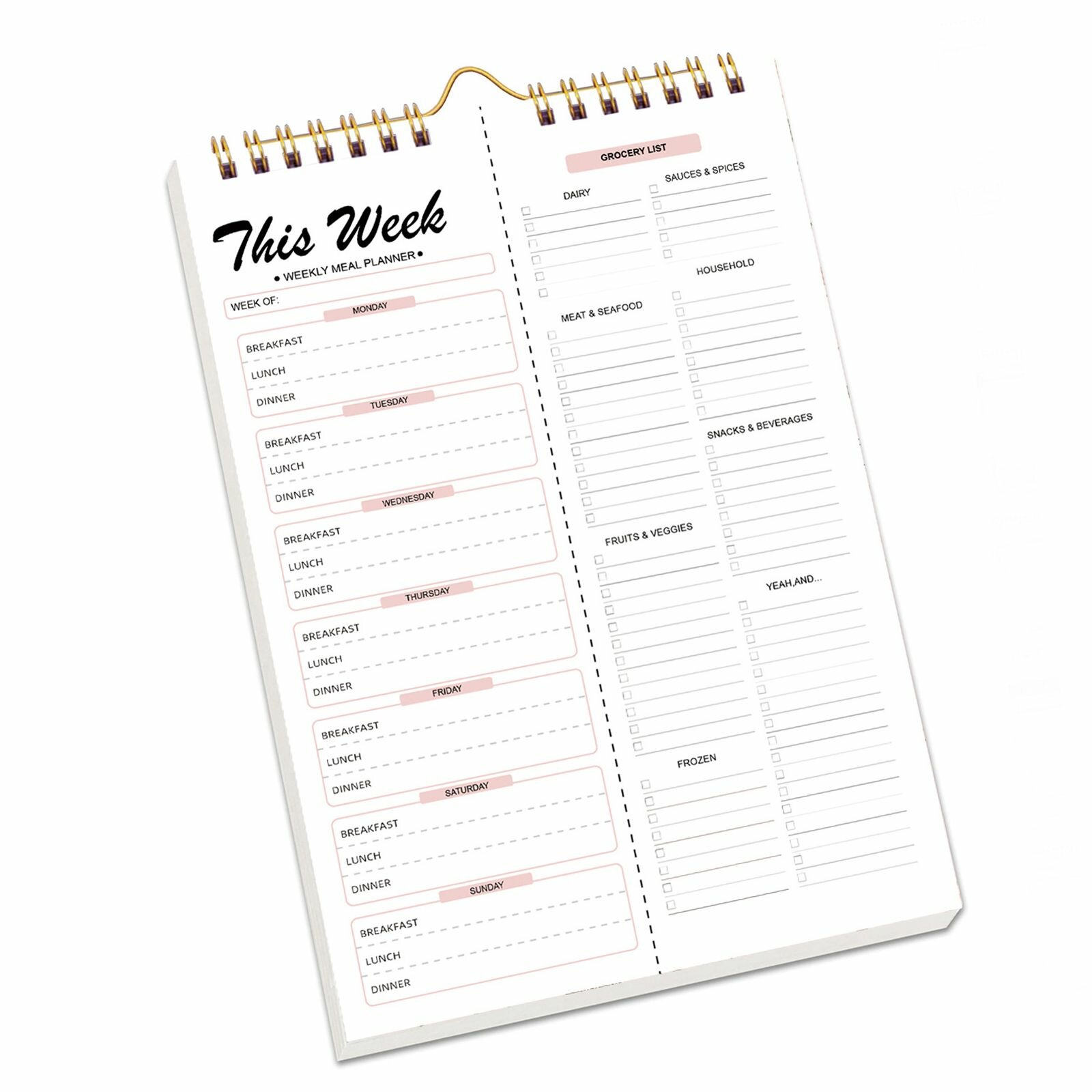 Прочный еженедельный органайзер питания с многоразовыми страницами