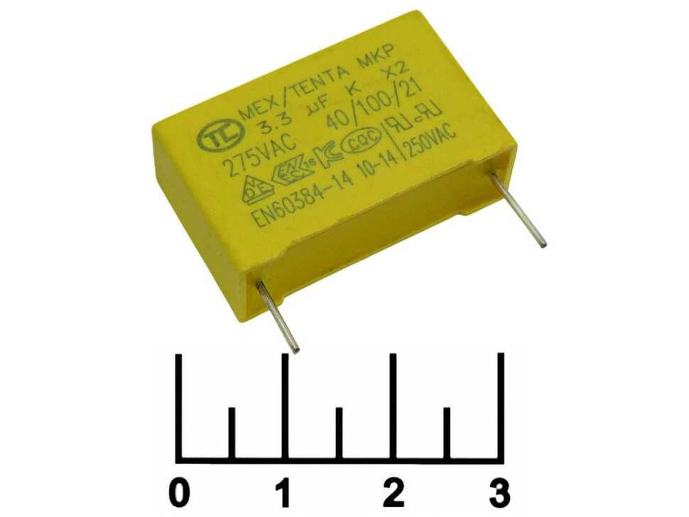 Конденсатор CAP MKP X2 3.3 мкФ 275В 3.3/275V
