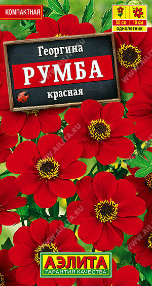 Семена аэлита "Георгина Румба", красные, низкорослые, крупноцветковые