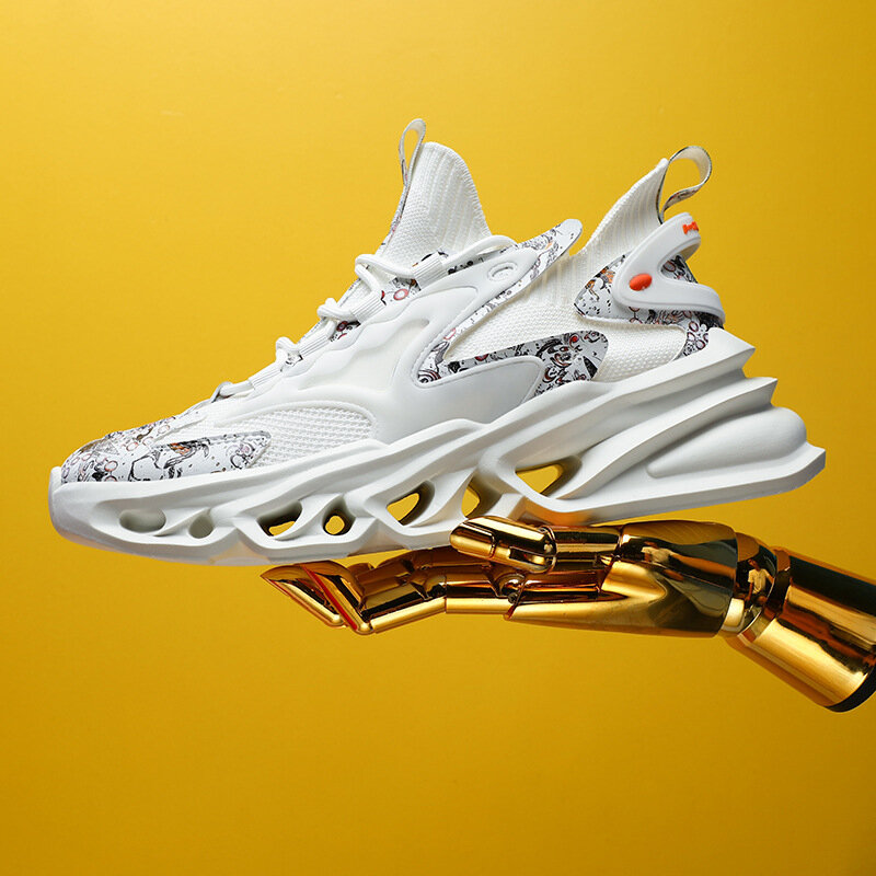 Кроссовки-носки большого размера 46, модные повседневные, спортивные кроссовки Flyknit, мужские кроссовки в китайском стиле, дышащие, высокие, на толстой подошве, спортивные кроссовки в стиле «папиных кроссовок». EU:39