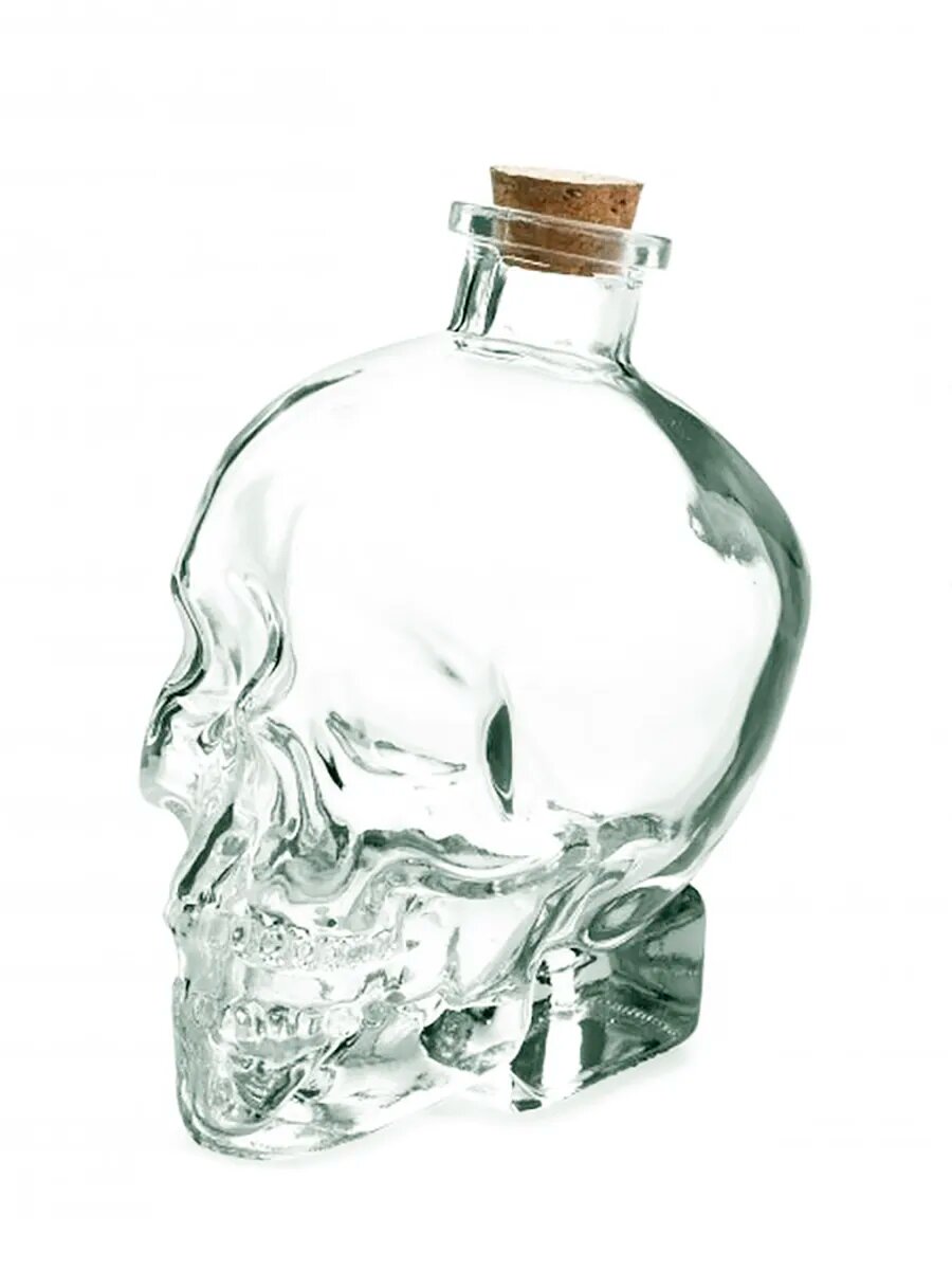 Бутылка "Череп", стекло, антикварный дизайн, 14 см х 12 см, с пробкой