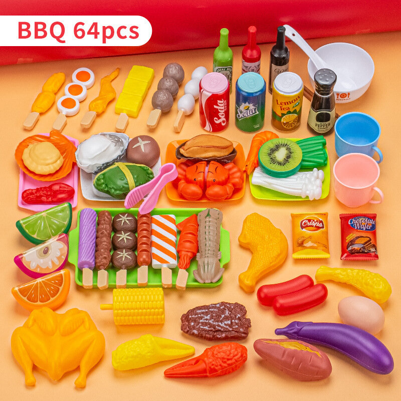 Реалистичный BBQ игровой набор для детей, 64 шпажки, игрушка 286г - Обучающий кухонный набор для ролевых игр