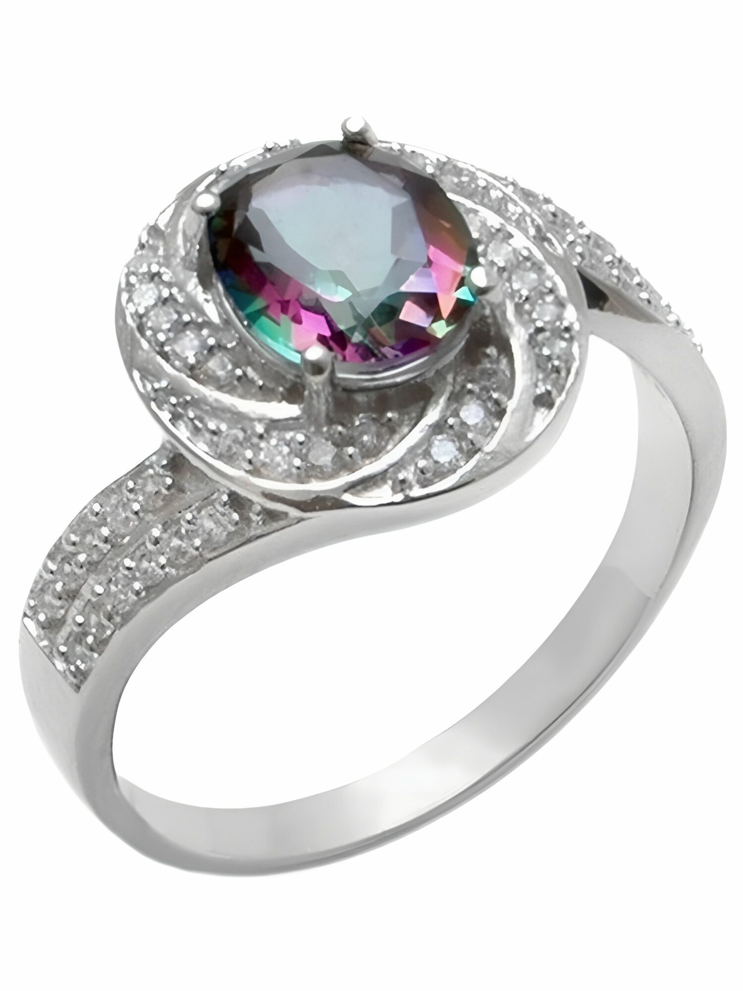 Кольцо тонкое, серебро, 925 проба, родирование, фианит