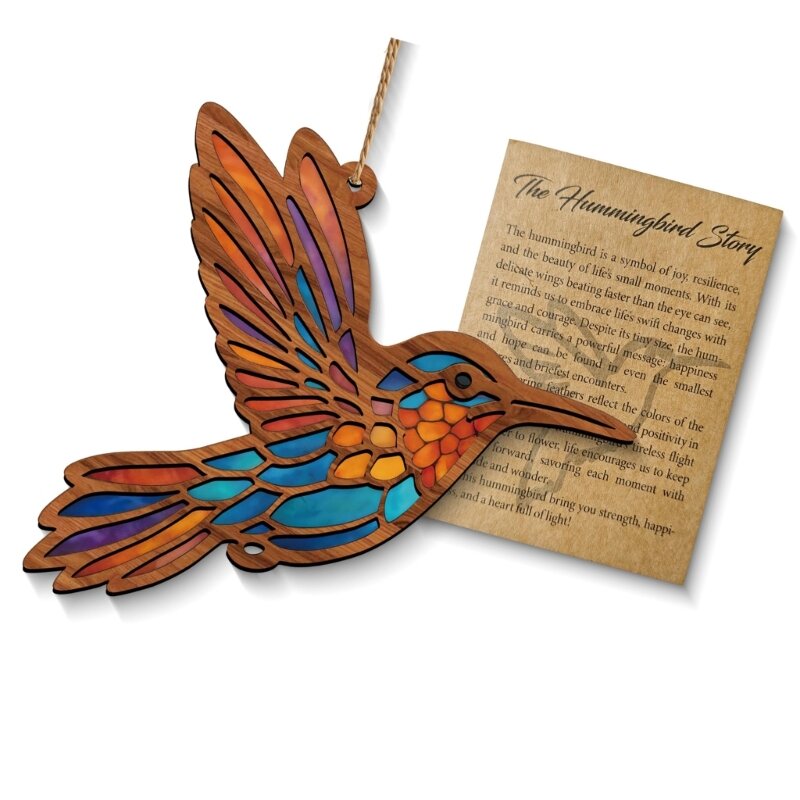 Ловцы Солнца Колибри, Витражное Украшение Для Подвешивания Окон, Ловец Солнца для Птиц из Витражного Стекла для Оформления Окон в Подарок