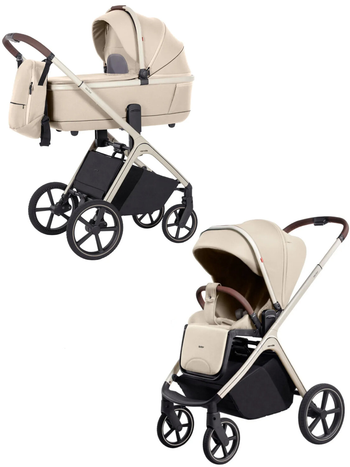 Коляска 2 в 1 CARRELLO Vector CRL-6550 Seashell Beige, всесезонная бежевый