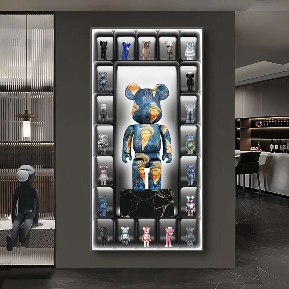 120*60 см LED панно в виде медведя Bearbrick для декора стен в стиле лофт