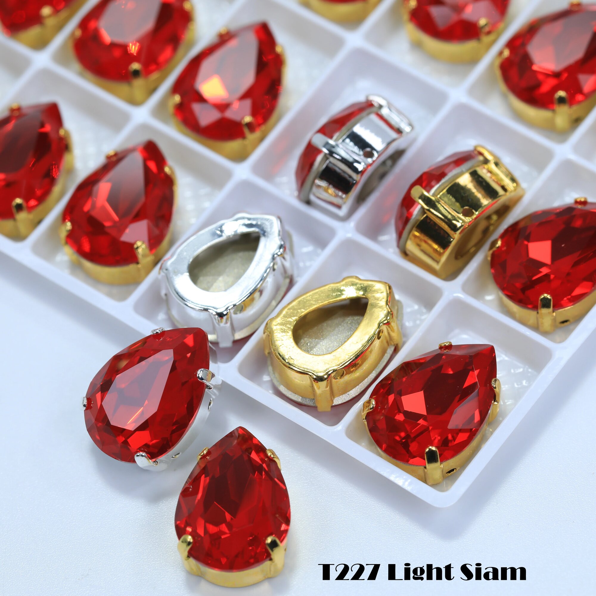 Стеклянные стразы AAA класса для рукоделия Gold Claw, Красный, 12Pcs 20mm30mm, T227 Light Siam