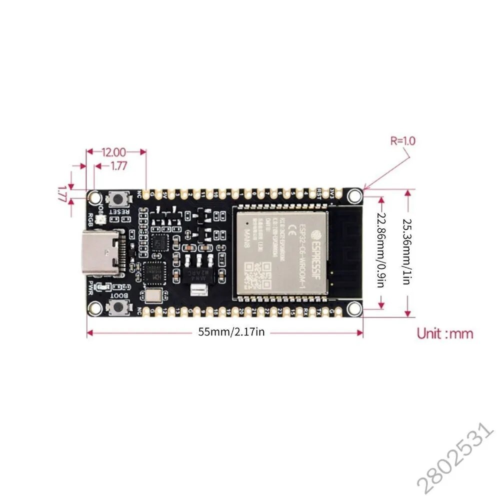 ESP32-C6-WROOM-1 Набор для пайки RISC-V микроконтроллер Wi-Fi 6, Bluetooth-совместимый 5 и IEEE802.15.4 (Zigbee3.0 и Thread) — фото 1
