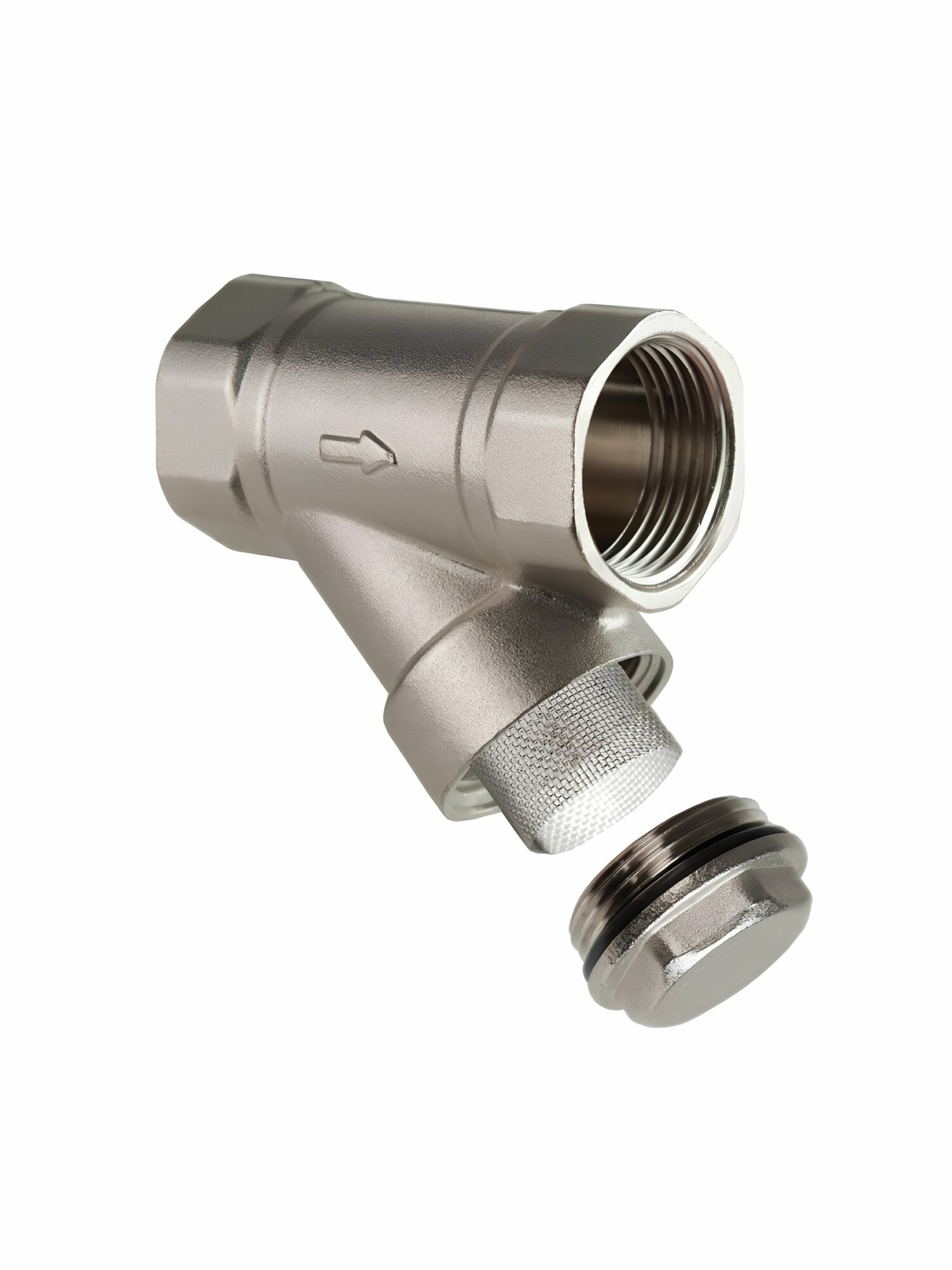 Фильтр для воды, 1/2", 45 °, г-г, латунь, внутренняя/внутренняя, никелированный, РосТурПласт