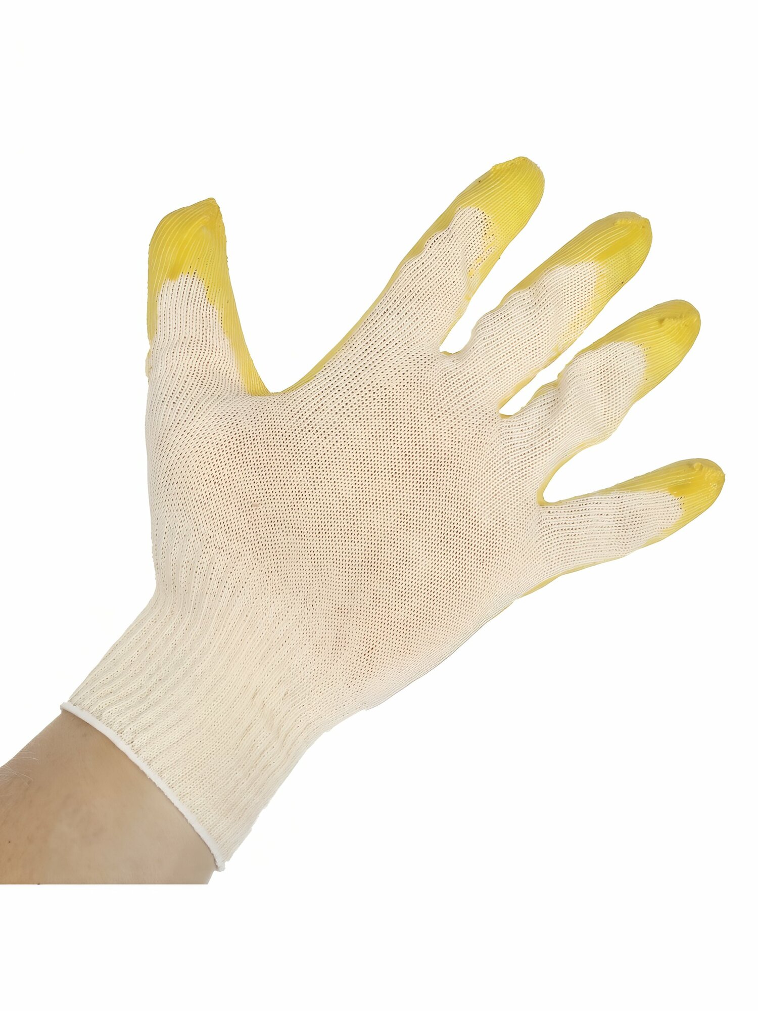 Перчатки рабочие х/б Золотая перчатка с латексным обливом, 13 класс вязки, белые, размер M, 1 пара для сада и стройки